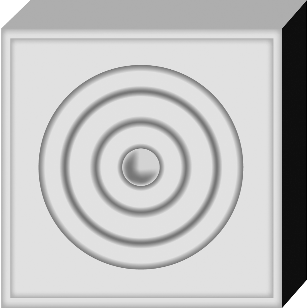 1" x 4-3/8" x 4-3/8" Primed MDF Rosette - 1509395